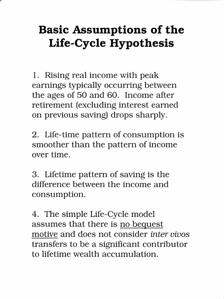 Life-Cycle Hypothesis-Basic Assumptions | PDF