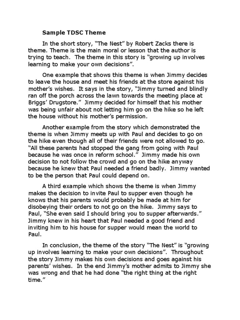 Sample Theme TDSC - The Nest | PDF | Wellness | Mystery, Thriller & Crime Fiction