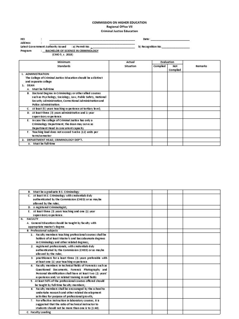 BSCRIM. Evaluation Instrument | PDF | Forensic Science | Libraries