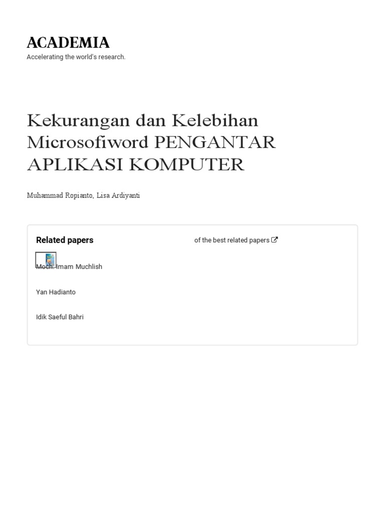 Kekurangan Dan Kelebihan Microsoftword-PENGANTAR APLIKASI KOMPUTER-with-cover-page-v2 | PDF
