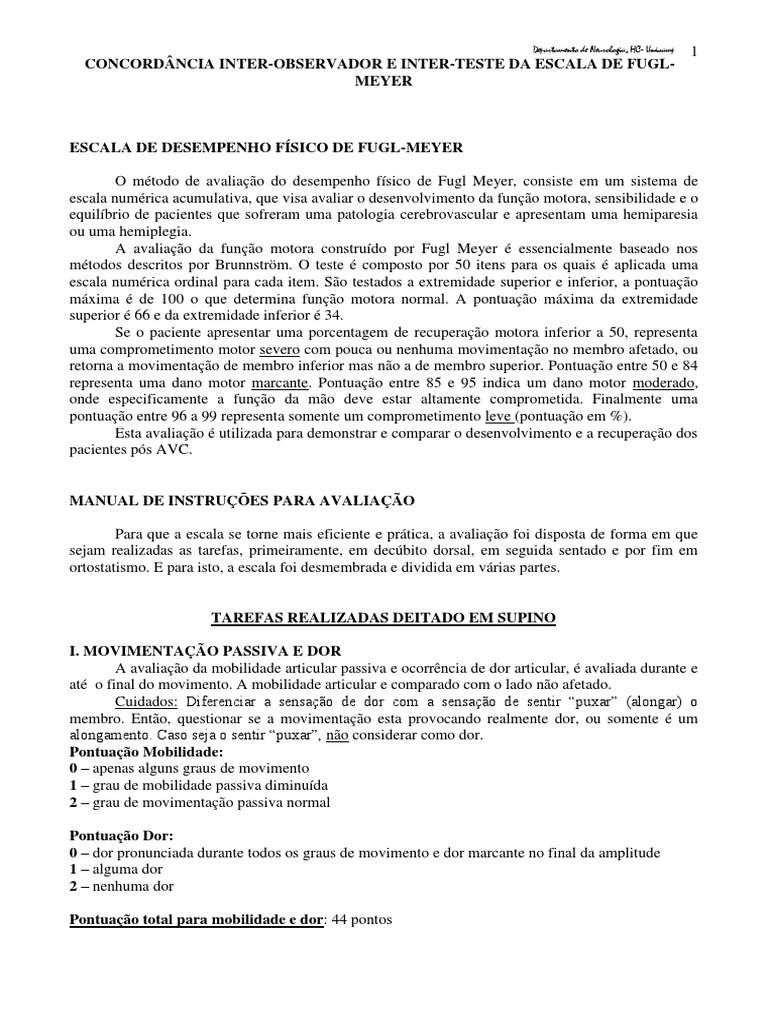 Manual de Instrucoes Fugl Meyer | PDF | Cotovelo | Função motora Manual de Instrucoes Fugl Meyer | PDF | Cotovelo | Função motora