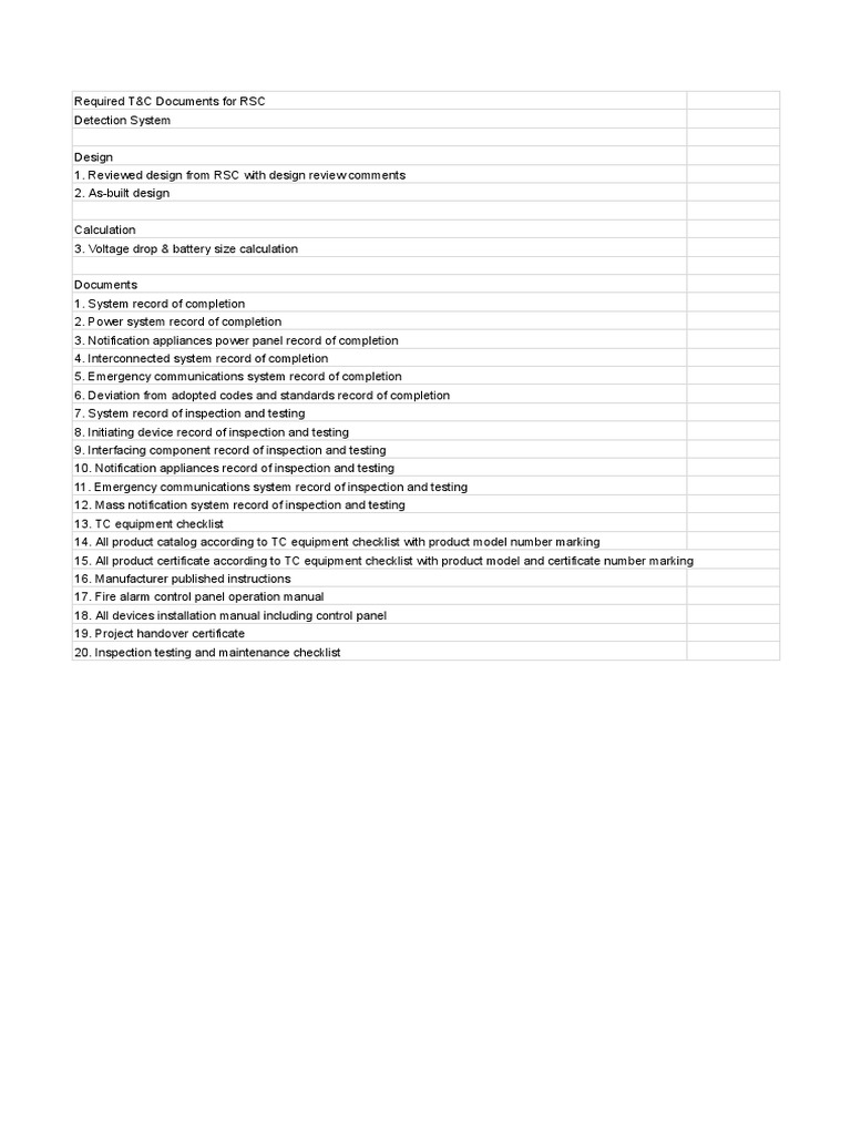 T&C Documents List Detection | PDF