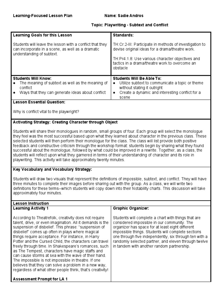 4:5 Lesson Plan 2 | Download Free PDF | Improvisational Theatre ...