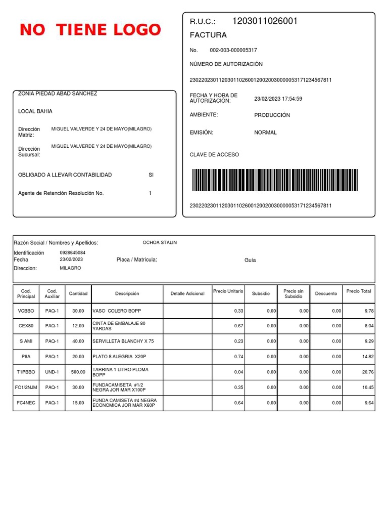 Factura | PDF | Contabilidad | Documentos empresariales