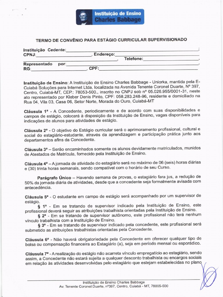 Termo de Convênio de Estágio | PDF | Estágio | Procura de Emprego