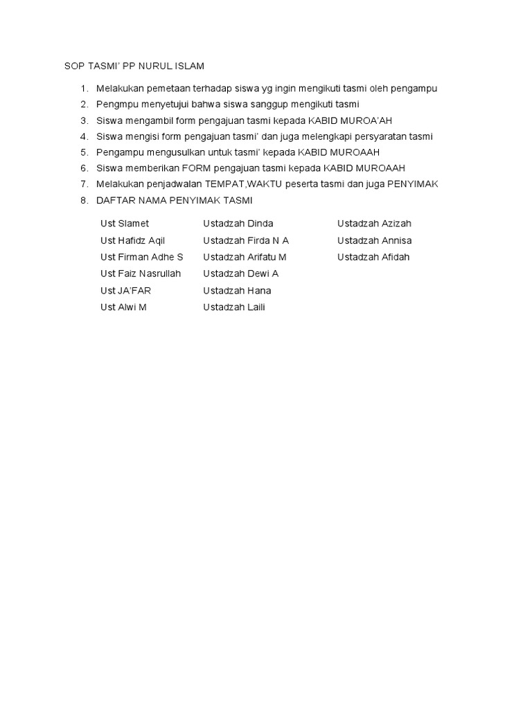 Sop Tasmi | PDF