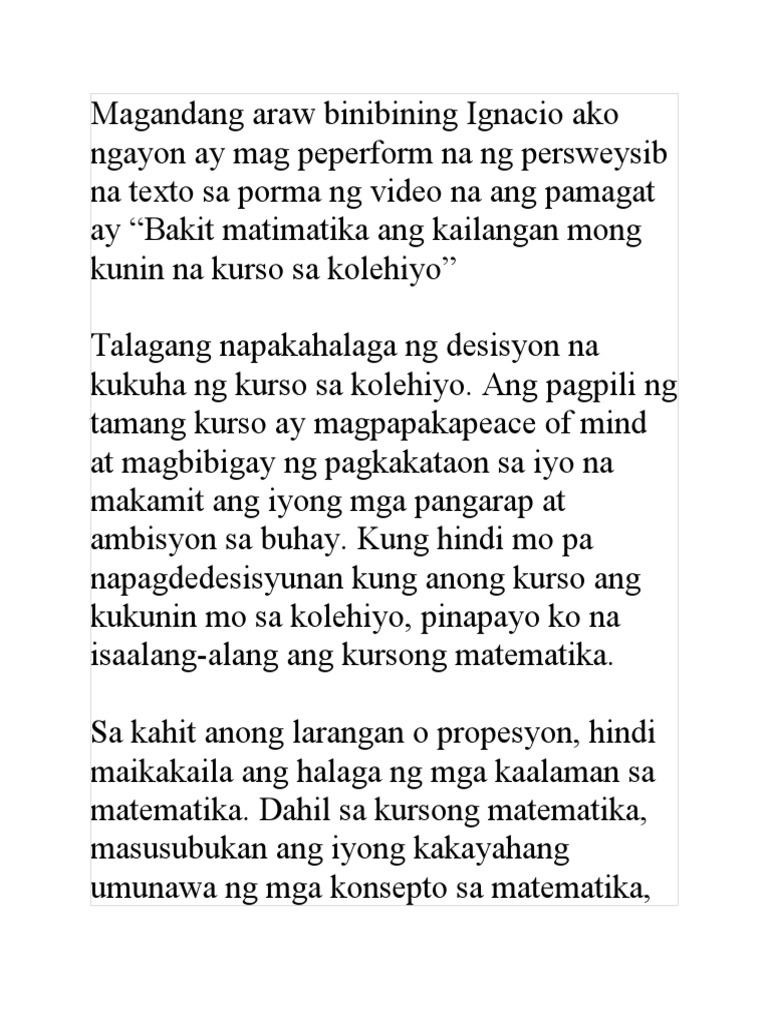 Talagang Napakahalaga NG Desisyon Na Kukuha NG Kurso Sa Kolehiyo | PDF