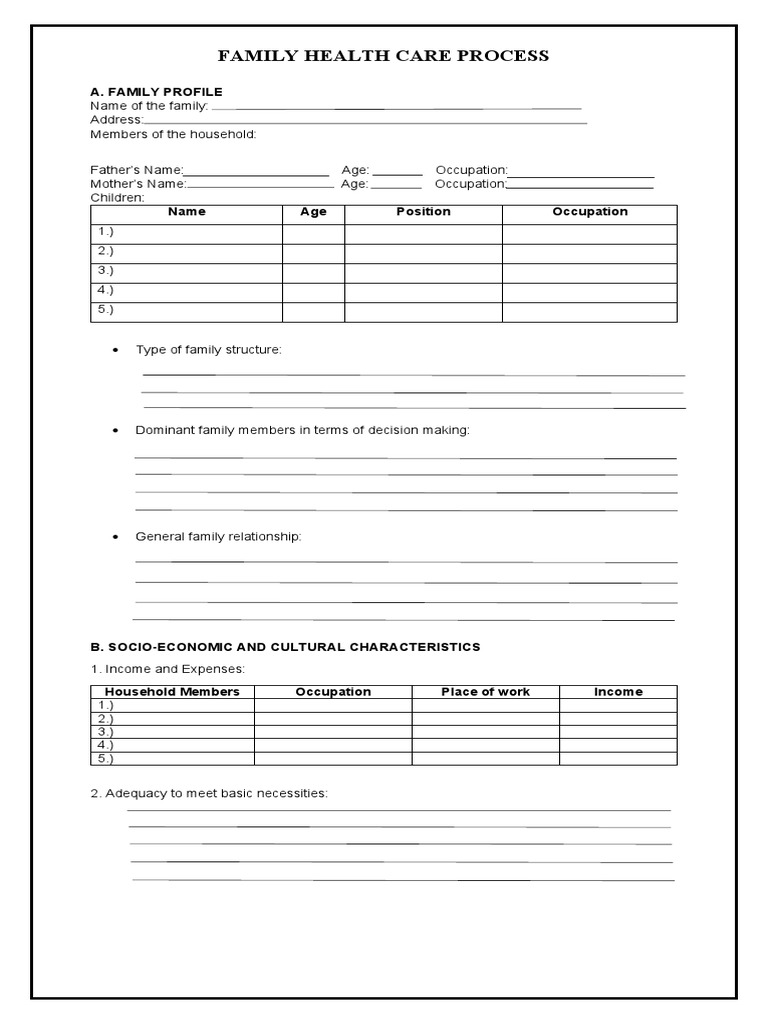 Tool FAMILY HEALTH CARE PROCESS 1 | PDF | Family | Waste