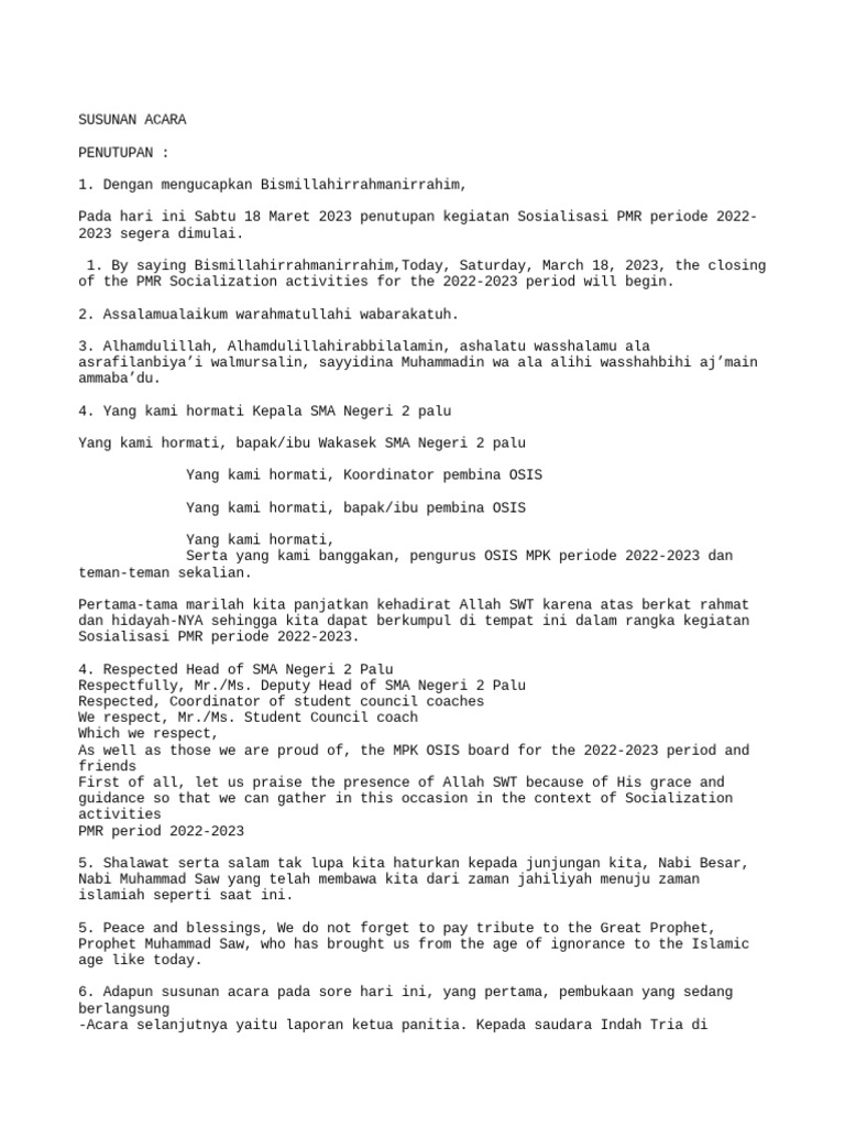 Susunan Acara Proker Sosialisasi PMR Nyamuk Aegepty | PDF