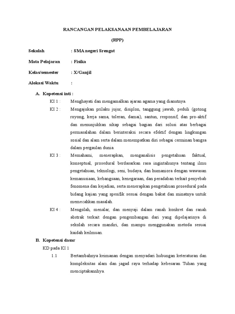 RANCANGAN PELAKSANAAN PEMBELAJARAN Magang | PDF