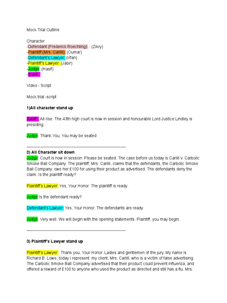 Mock Trial Outline | PDF | Justice | Crime & Violence