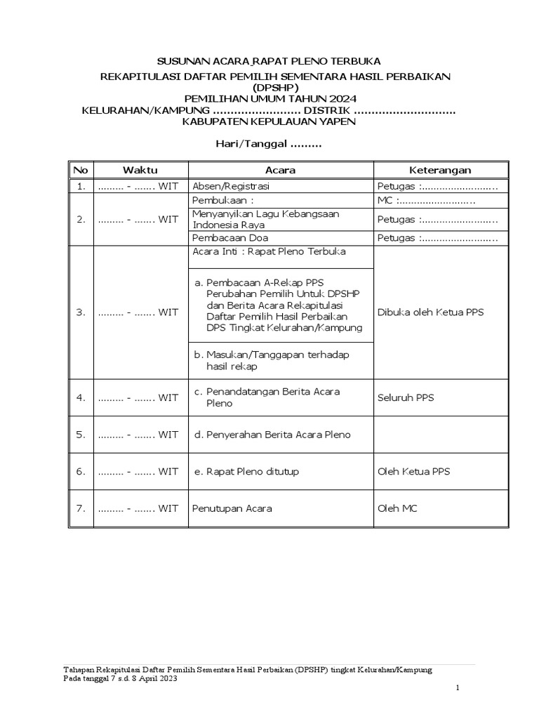 2. SUSUNAN ACARA DPSHP PPS | PDF