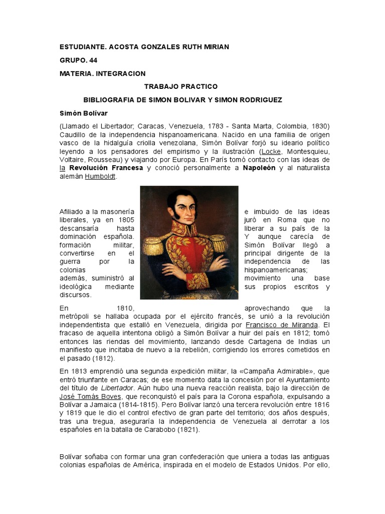 Biografías de Bolívar y Rodríguez | PDF | América del Sur