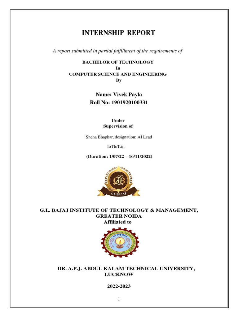 INTERNSHIP REPORT-vivek Payla | PDF | Machine Learning | Deep Learning