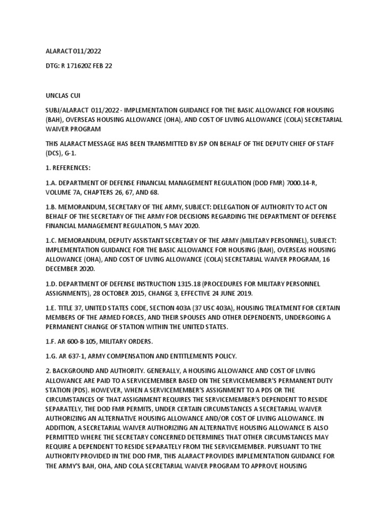 Alaract 011-2022 (DCS G-1) 1 | PDF