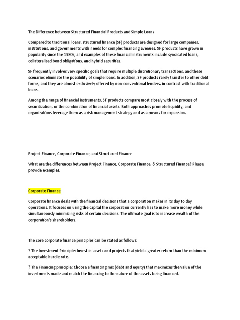 Corporate Vs - Structured Finance | PDF | Securitization | Debt