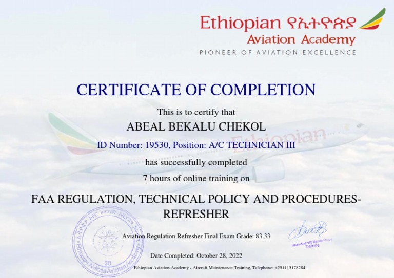 ABEALB FAARR - Certificate For FAA Regulation Refresher | PDF