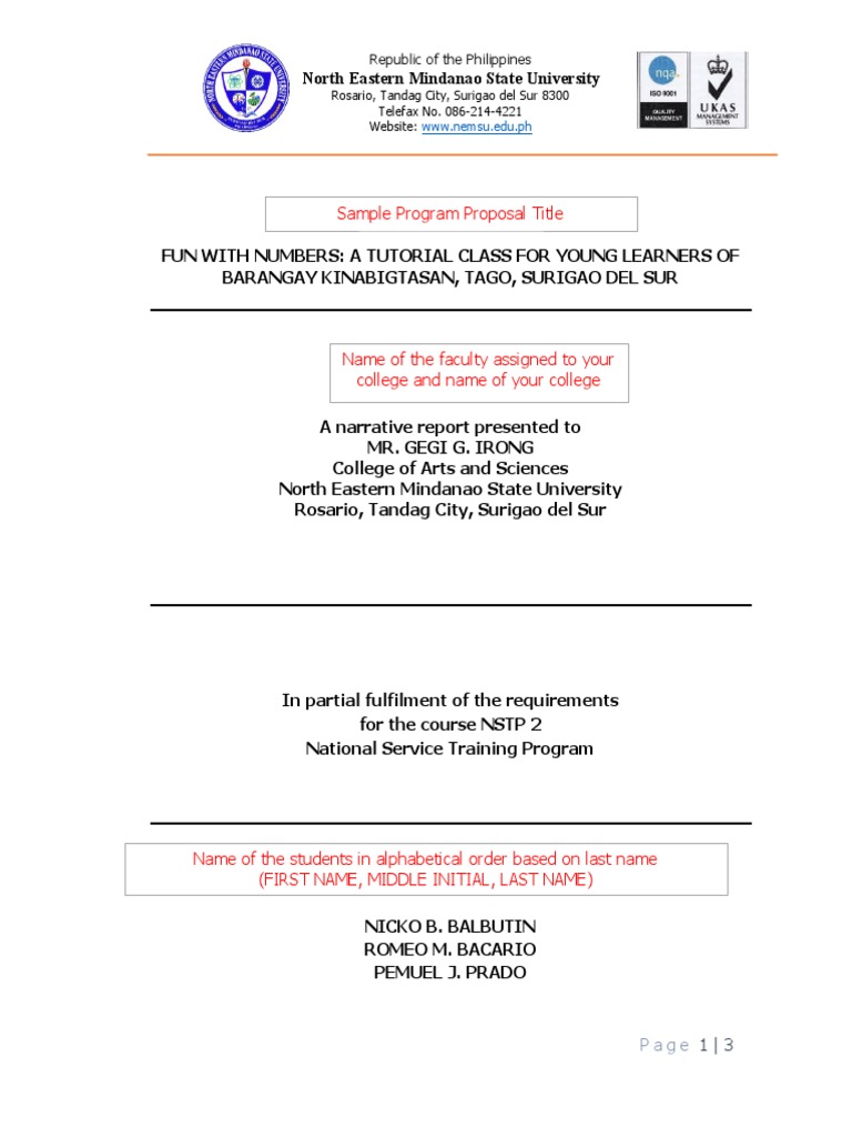 Narrative Report Format | PDF | Cognition | Learning
