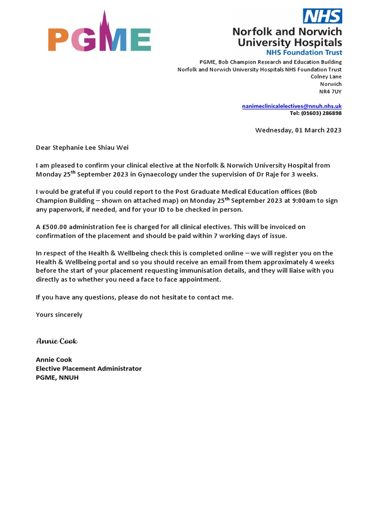 Confirmation Letter - Stephanie Lee Shiau Wei | PDF