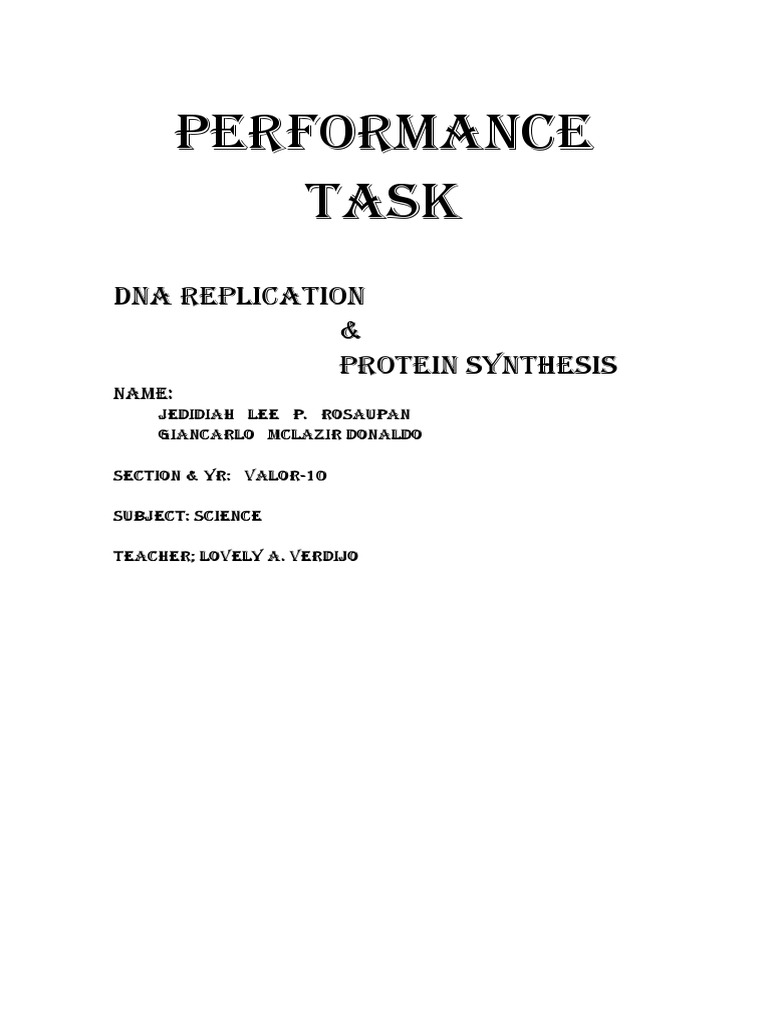 DNA Replication & Protein Synthesis Project | PDF