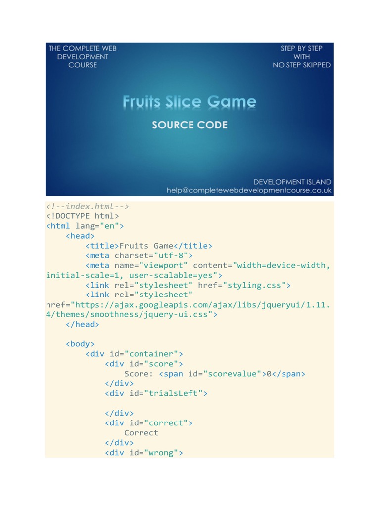 127 Fruits Slice Game Source Code | PDF | Fruit | Software Development