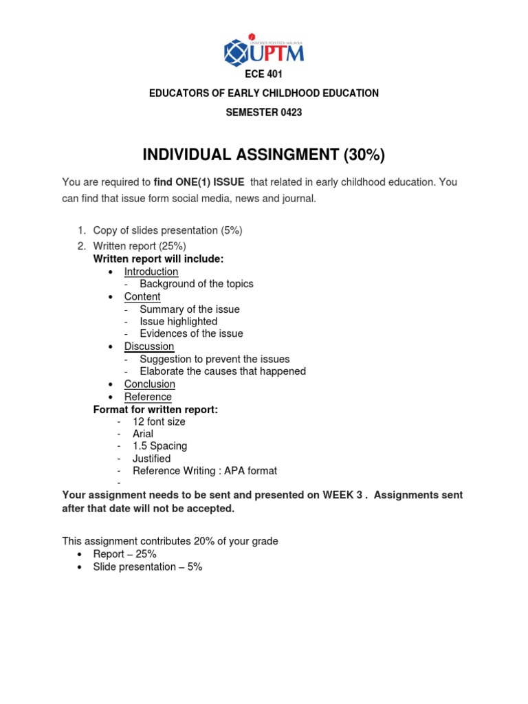 Individual Assingment Ece4013 | PDF | Early Childhood Education | Cognition