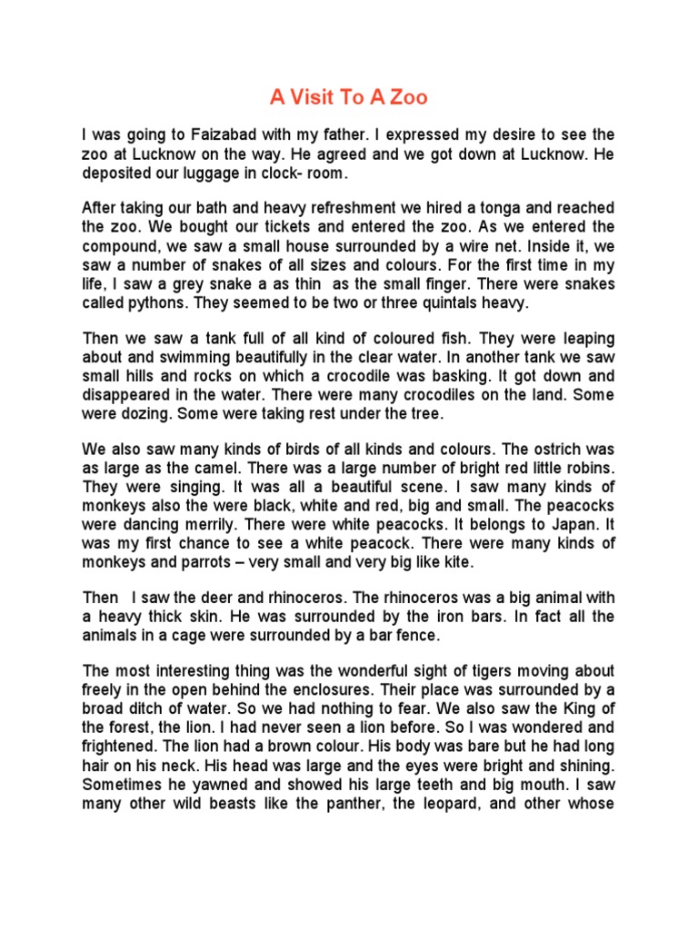 A Visit To A Zoo | PDF
