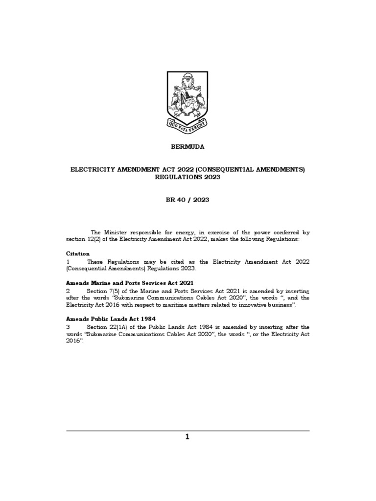 Electricity Amendment Act 2022 (Consequential Amendments) Regulations ...
