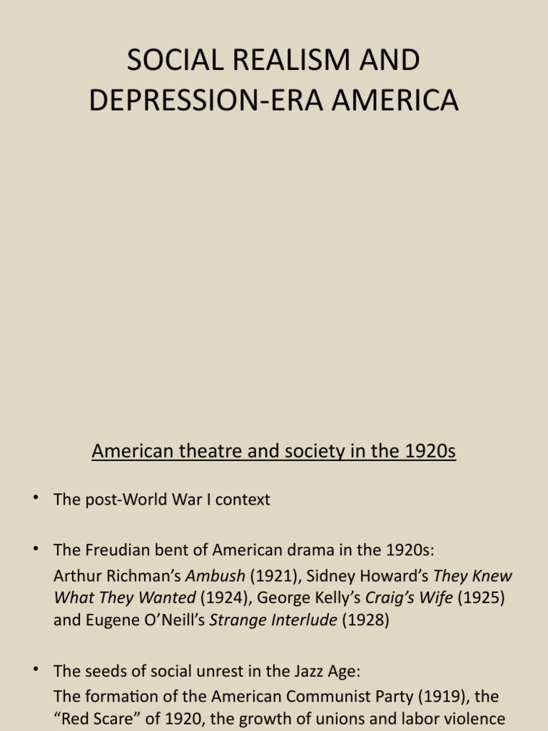 Depression-Era Drama (Powerpoint) | PDF | Theatre