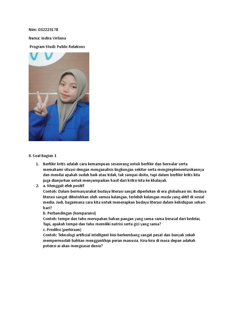 Indira Virliana (032223179) - Public Relations-Quizz | PDF