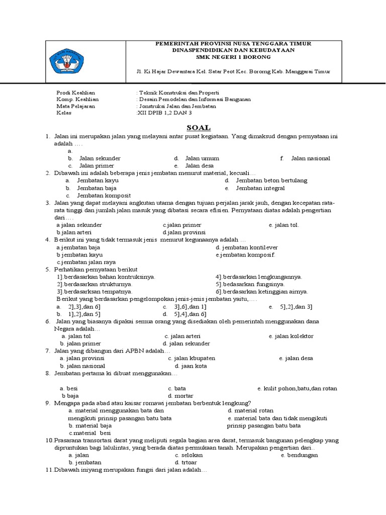 Soal KJJ KLS Xii Dpib | PDF | Seni
