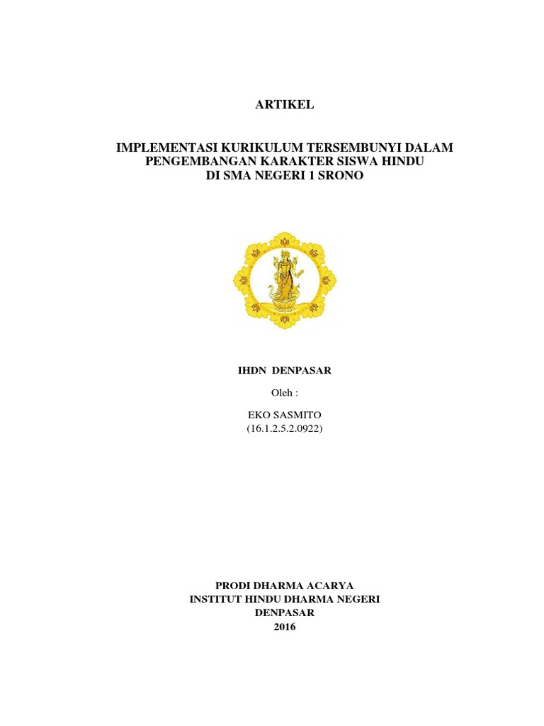 Kurikulum Tersembunyi di SMA Srono | PDF | Kesehatan Holistik