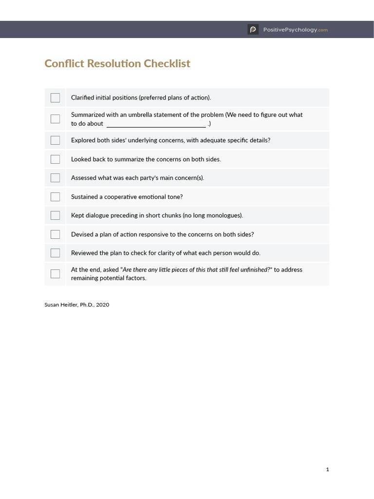 Conflict Resolution Checklist | PDF