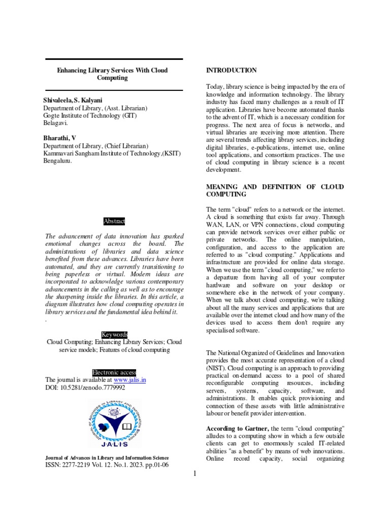 Enhancing Library Services With Cloud | PDF | Cloud Computing ...