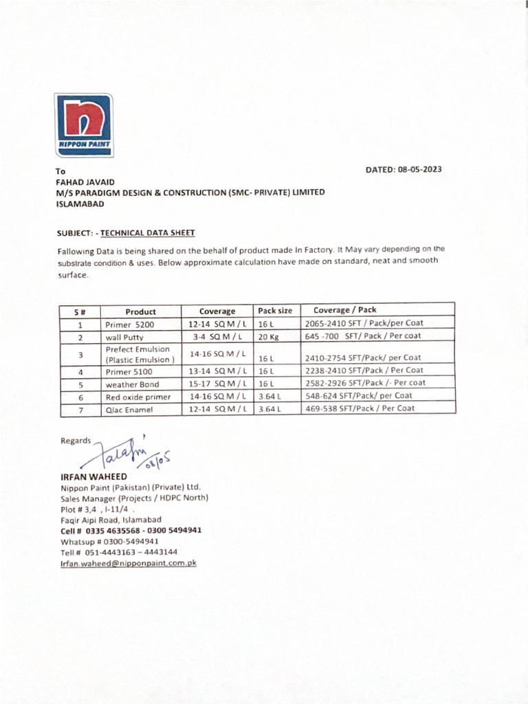 Nippon Paint TDS | PDF