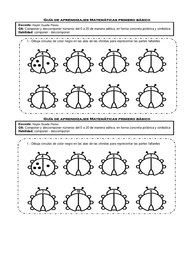 Guía de Aprendizajes MATE Primero Basico ABRIL | PDF | Matemáticas