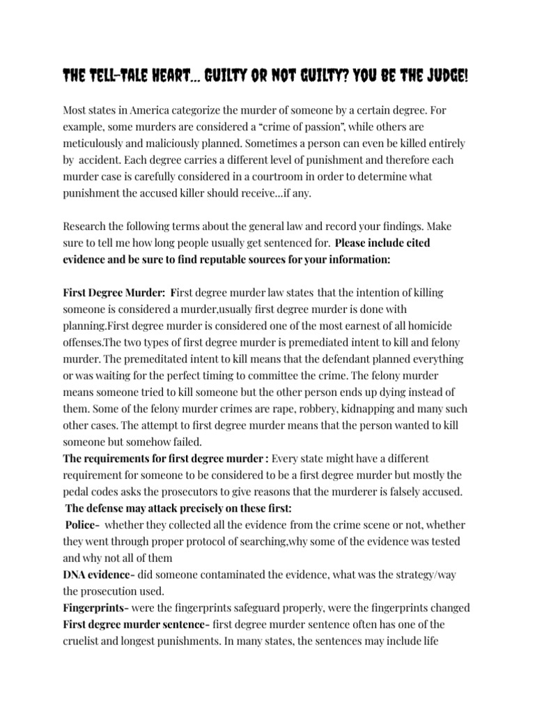 Tell-Tale Heart - Guilty or Not Guilty | PDF | Murder | Manslaughter