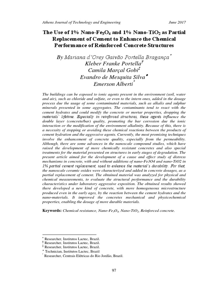 The Use of 1% Nano-Fe3O4 and 1% Nano-TiO2 As Partial Replacement of ...