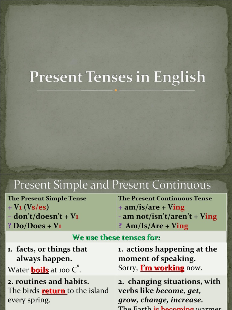 Present Tense Simple and Continuous | PDF | Grammatical Tense | Venus