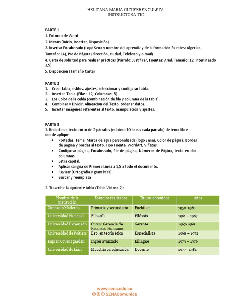 Taller No. 1 Word Basico | PDF