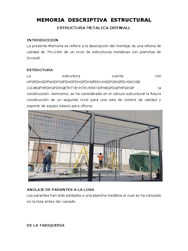 MODELO MEMORIA DESCRIPTIVA ESTRUCTURAL | PDF