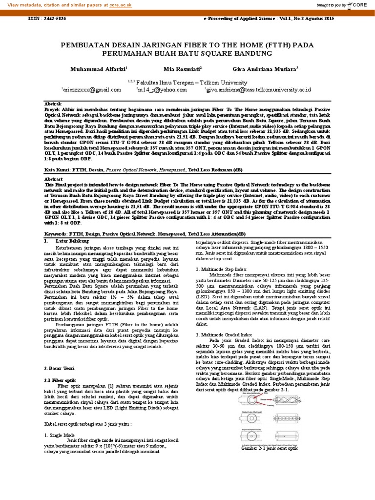 Wan (FTTH) Bagian 1 | PDF