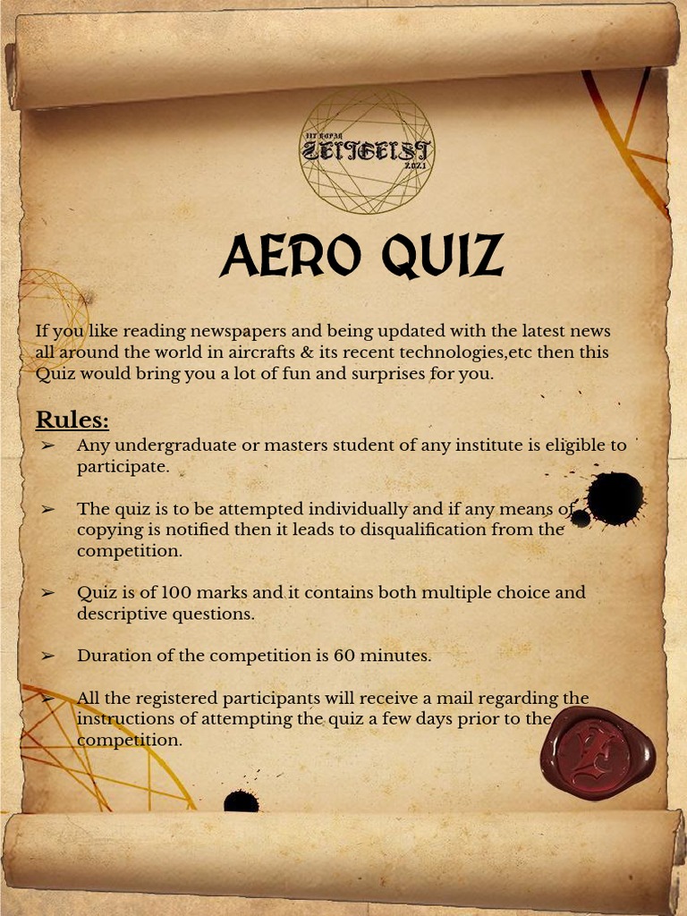 6079b4f54cd17 Aero Quiz | PDF | Teaching Methods & Materials