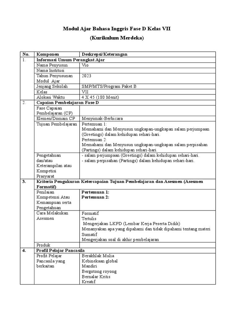 RPS Vio | PDF | Karier & Perkembangan
