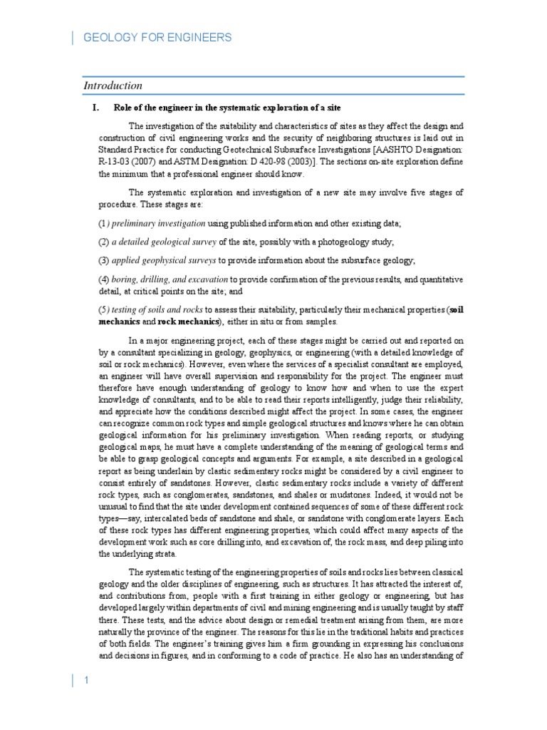 GEOLOGY FOR ENGINEERS - Introduction and Physical Geology | PDF | Geology | Volcano