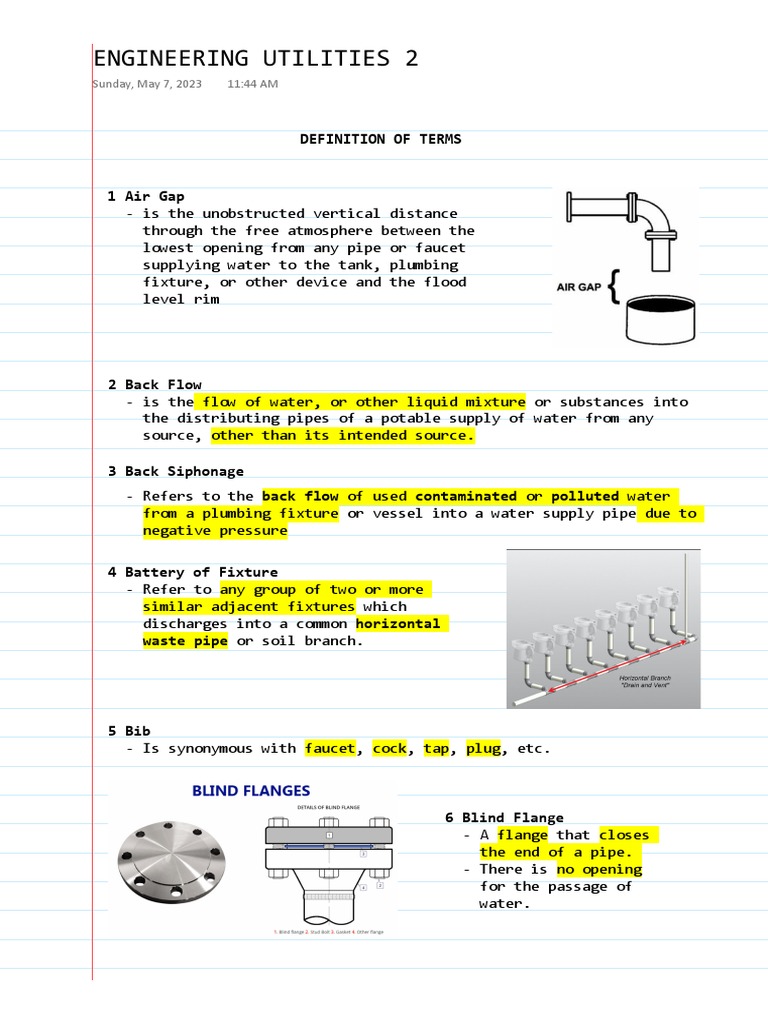 Engineering Utilities 2 Definition of Terms | PDF | Sanitary Sewer ...