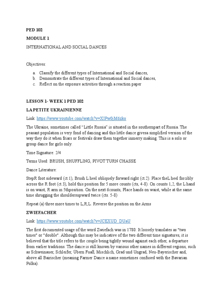 R1aa Moduleleave | PDF | Dances