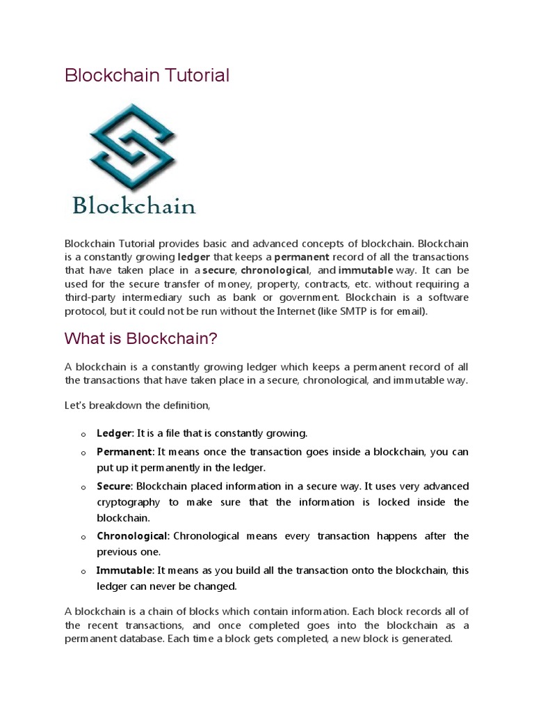 Blockchain Tutorial | PDF | Computing | Information Technology