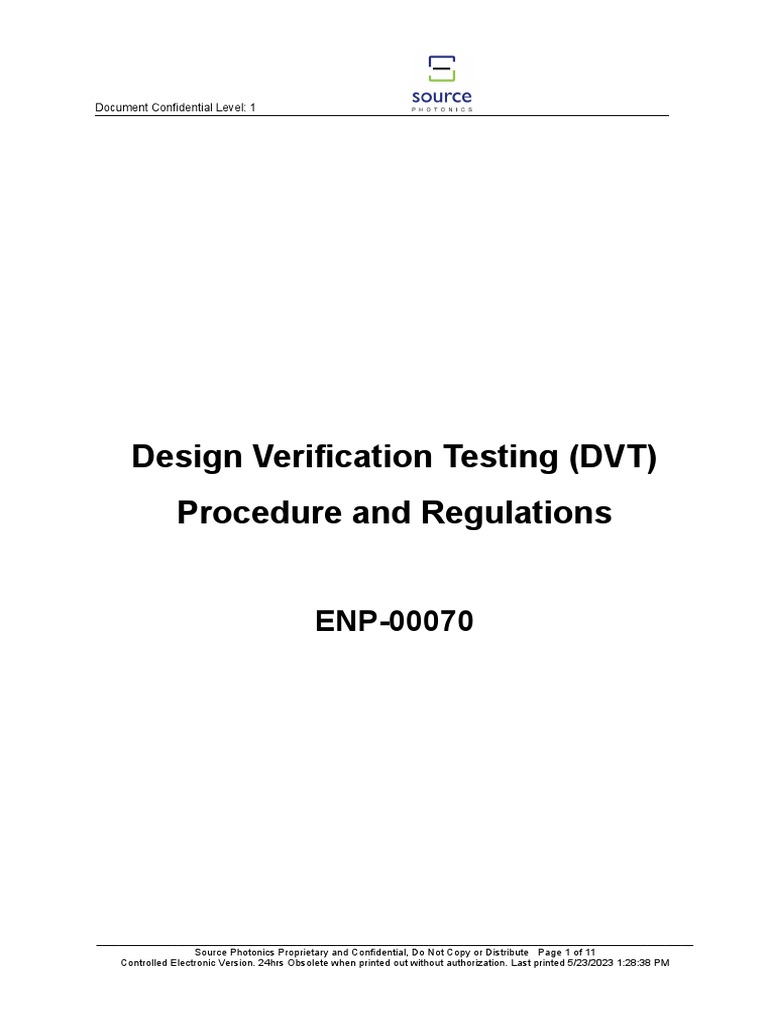 ENP-00070 Rev04 Design Verification Testing (DVT) Procedure and ...