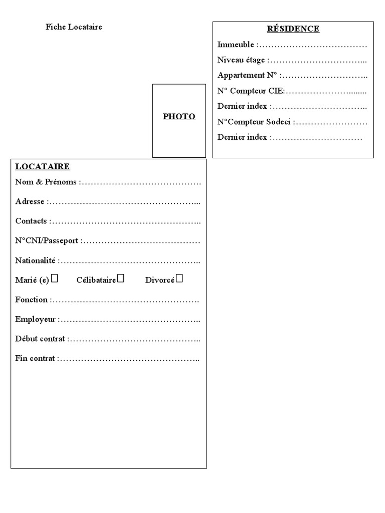 Fiche de Renseignement Locataire | PDF | Droit | Ordinateurs